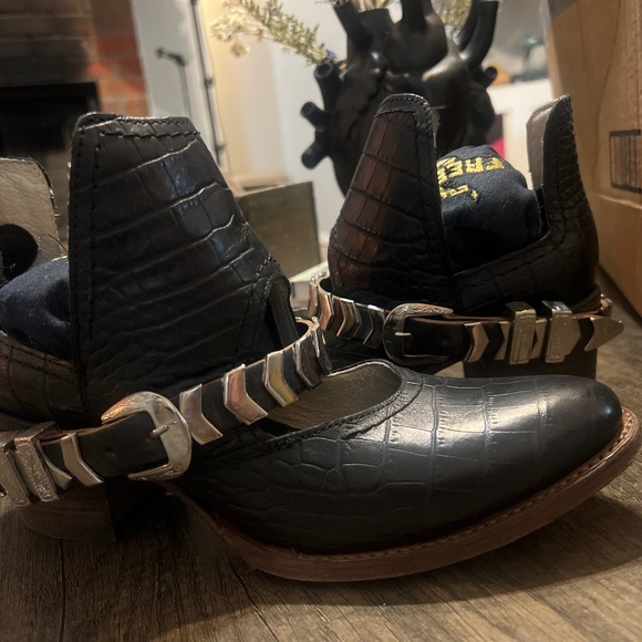 Freebird by Steven | Shoes | Freebird Blade Black Croc Booties | Poshmark